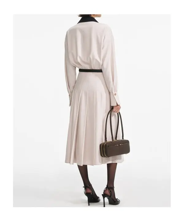 SELF-PORTRAIT Contrast Collar Midi Dress