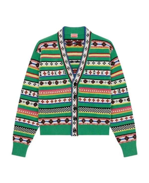 Kenzo Logo Jacquard Knit Cardigan - No