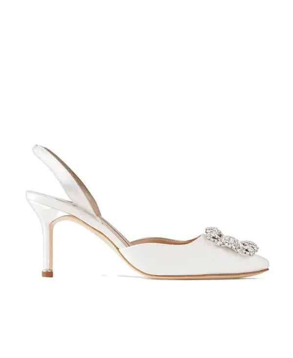 Manolo Blahnik Hangisli 70 Crystal-embellished High-heeled Sandals - White
