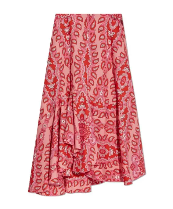 Etro Printed Midi Skirt With Asymmetrical Hem