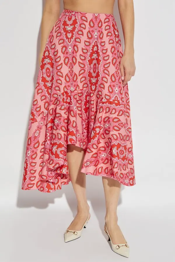 Etro Printed Midi Skirt With Asymmetrical Hem