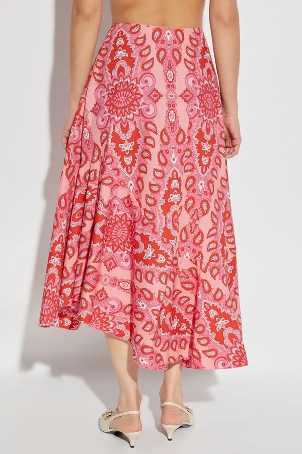 Etro Printed Midi Skirt With Asymmetrical Hem