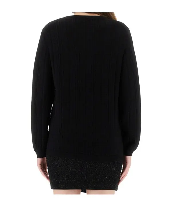 Balmain Logo Monogram Jumper With Button Detail - Black