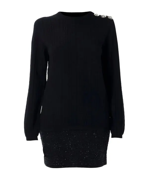 Balmain Logo Monogram Jumper With Button Detail - No