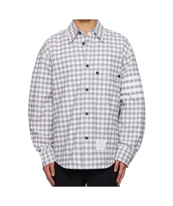 Thom Browne Gingham-pattern Buttoned Shirt - Medium Gray