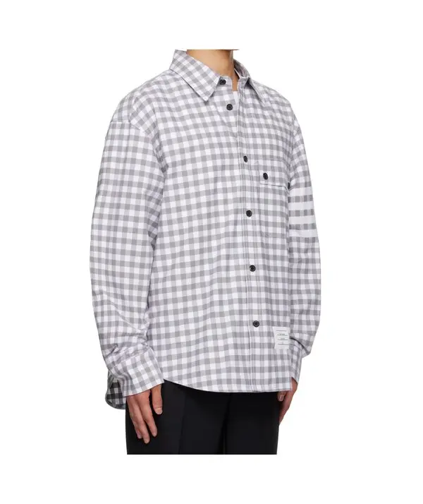 Thom Browne Gingham-pattern Buttoned Shirt - Medium Gray