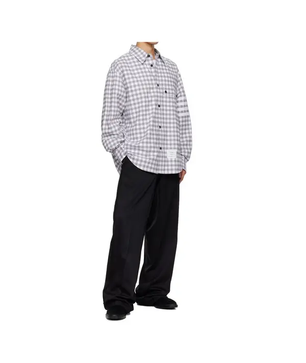Thom Browne Gingham-pattern Buttoned Shirt - Medium Gray