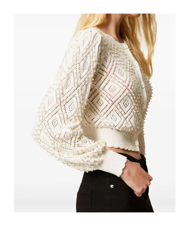 TWINSET Pearl-embellished Knitted Cardigan