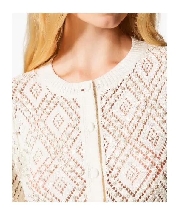 TWINSET Pearl-embellished Knitted Cardigan
