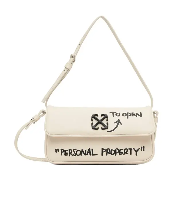 Off-White Logo Plaque Shoulder Bag - Nude
