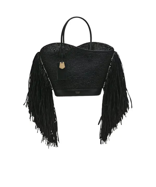 FERRAGAMO Woven Tote Bag With Fringe Detail