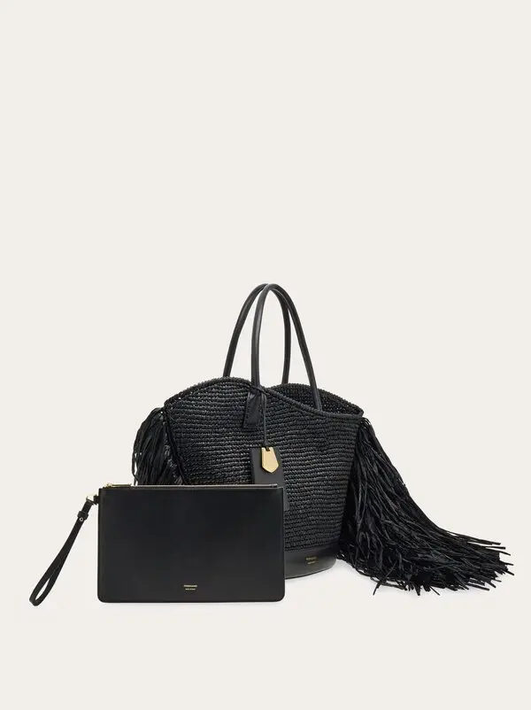 FERRAGAMO Woven Tote Bag With Fringe Detail