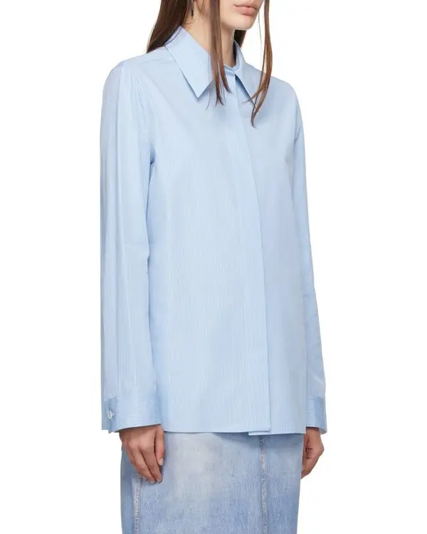 JIL SANDER Long Sleeve Striped Shirt - Blue
