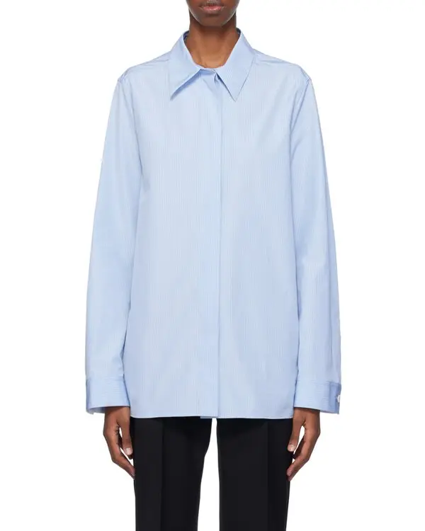 JIL SANDER Long Sleeve Striped Shirt - Blue