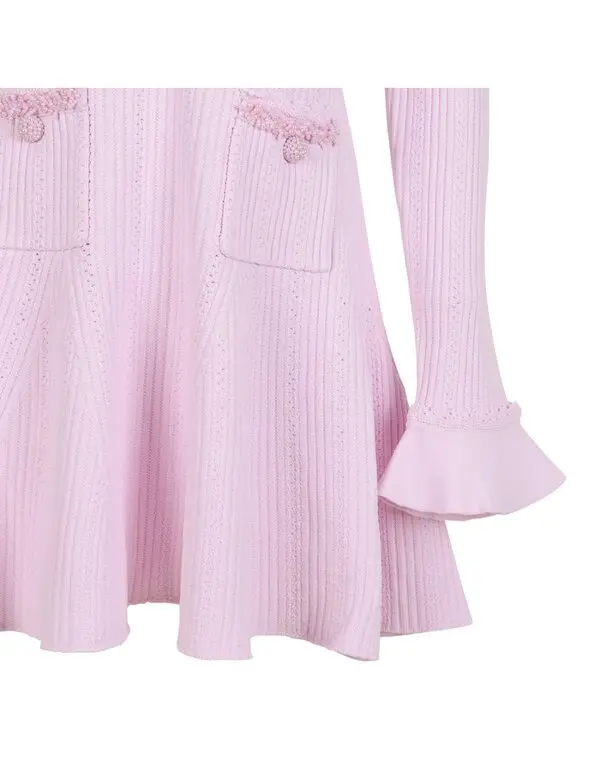 SELF-PORTRAIT Pearl-embellished Mini Dress - Pink