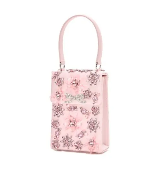 SELF-PORTRAIT Floral Crystal Embellished Mini Bag