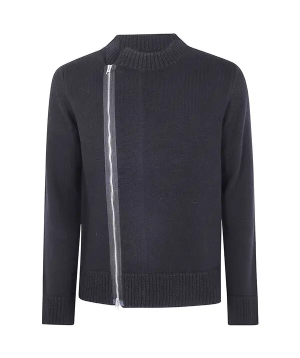 Sacai Zip-front Wool Cardigan - Black