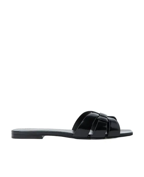 Saint Laurent Tribute Flat Sandals - Black