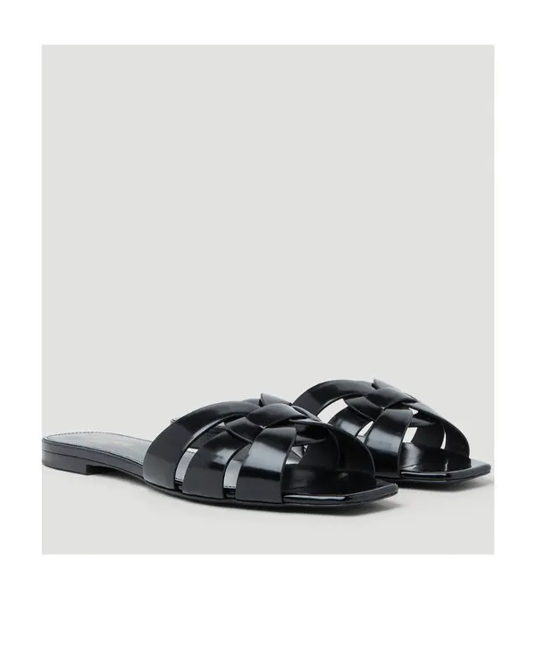Saint Laurent Tribute Flat Sandals - Black