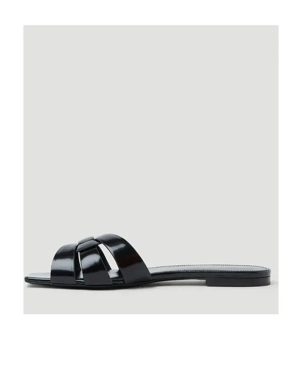 Saint Laurent Tribute Flat Sandals - Black