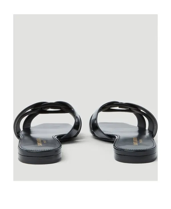 Saint Laurent Tribute Flat Sandals - Black