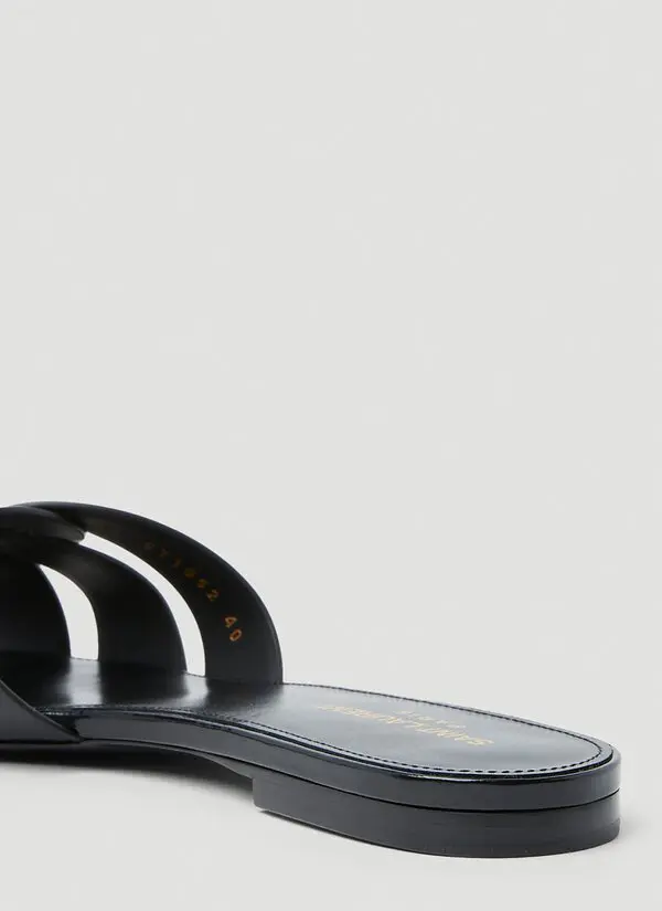 Saint Laurent Tribute Flat Sandals - Black