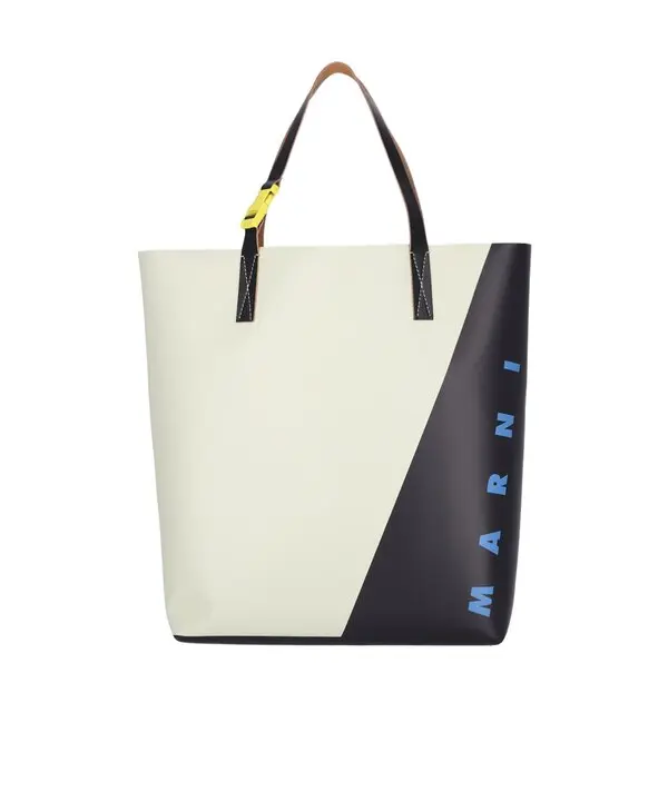 Marni Two-toned Logo Tote Bag - White
