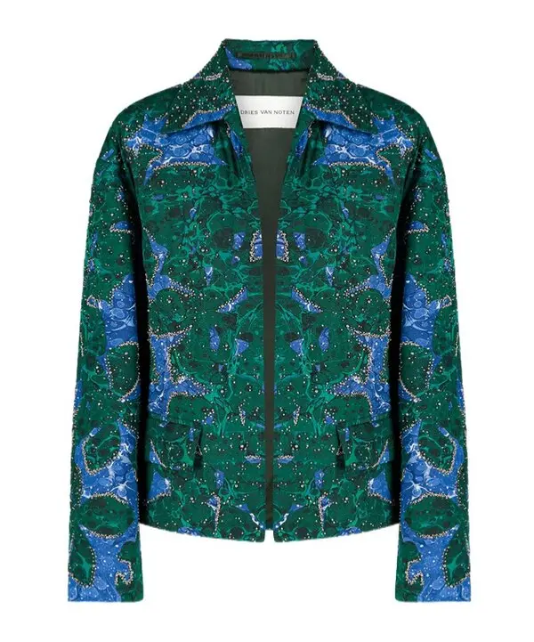 Dries Van Noten Embellished Printed Jacket - Green