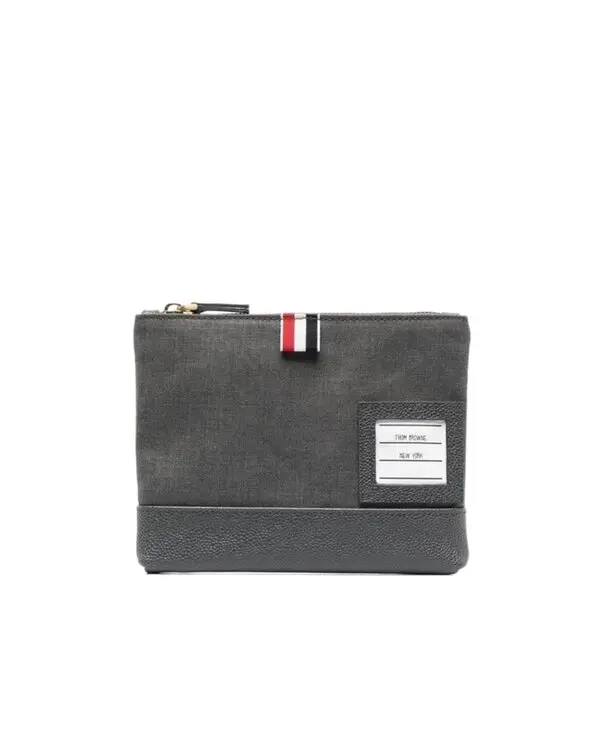 Thom Browne Super 120's Twill Zip Pouch - Black