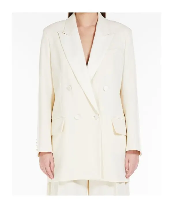Max Mara Double-breasted Virgin Wool Blazer - Beige