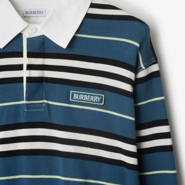 Burberry Logo Patch Striped Polo Shirt