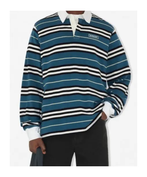 Burberry Logo Patch Striped Polo Shirt