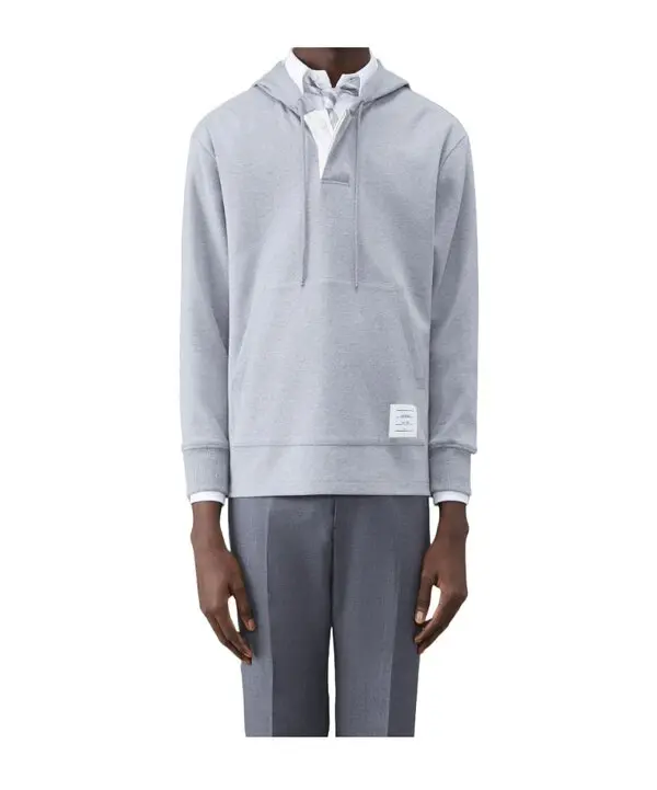 Thom Browne Cotton Long-sleeve Rugby Hoodie - Light Gray