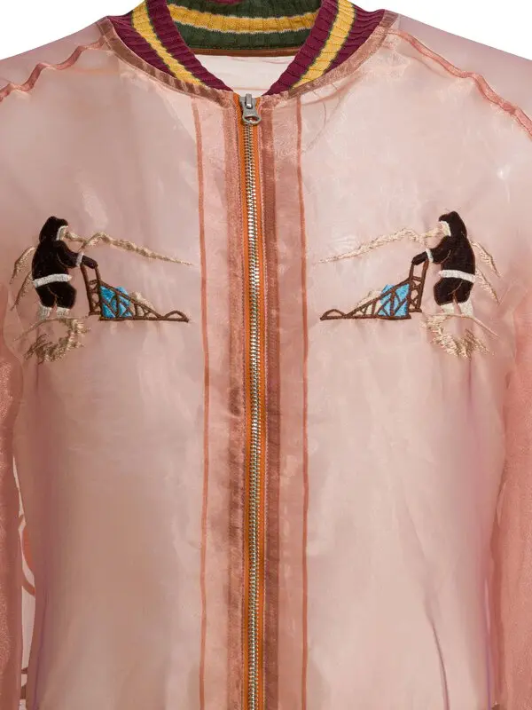 Kapital Sheer Pearl Mosquito Guard Bomber Jacket - Pink