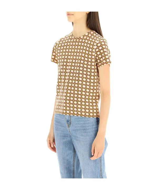 Tory Burch Logo-check Cotton T-shirt