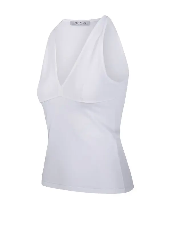 Max Mara Sleeveless V-neck Top - White