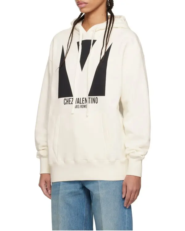 Valentino Garavani Oversized Drawstring Hoodie - Ivory White