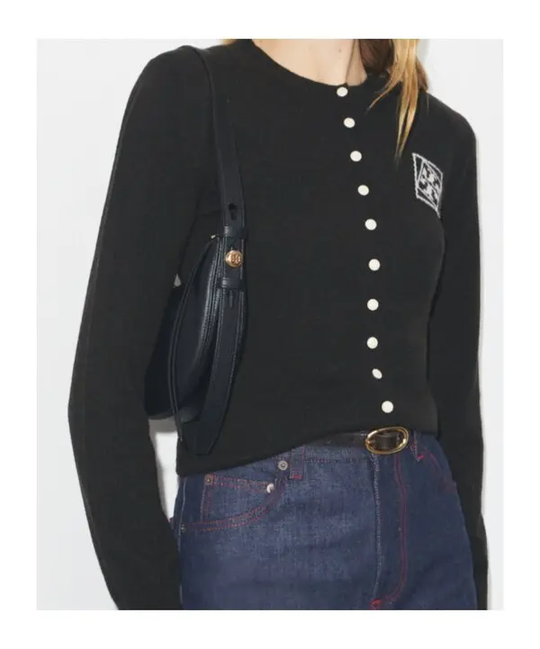 Tory Burch Romy Half Moon Shoulder Bag - Black