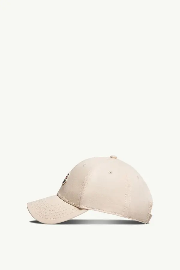 Moncler Gabardine Baseball Cap With Logo Patch - Ivory