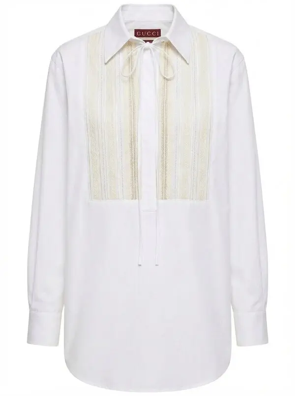 Gucci Drawstring Poplin Oversized Shirt - White
