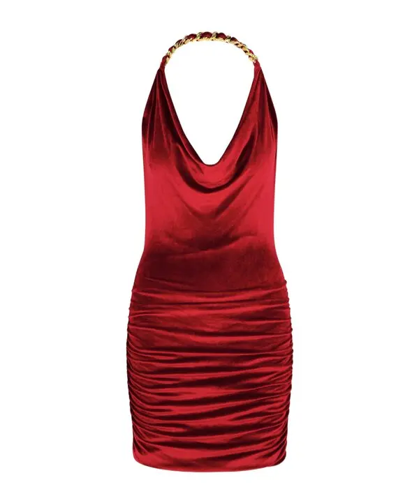 Balmain Halterneck Chain Detailed Mini Dress