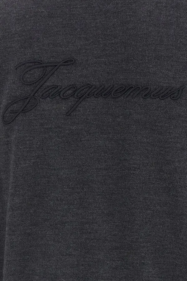 Jacquemus Logo Embroidered Long-sleeved Sweater - Dark Gray