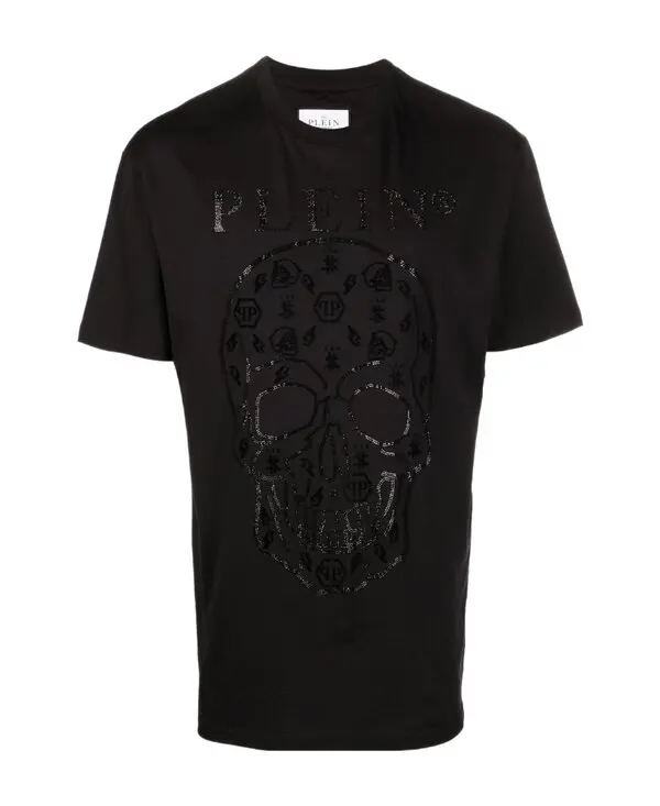 Philipp Plein Embellished Logo-print Detail T-shirt - Black