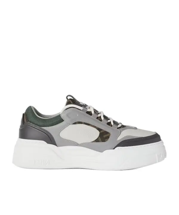 Fendi Force Lace-up Leather Sneakers - White