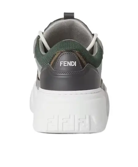 Fendi Force Lace-up Leather Sneakers - White
