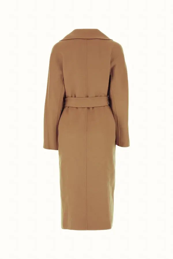 Max Mara Long-sleeved Coat With Wide Lapels And Belted Waist