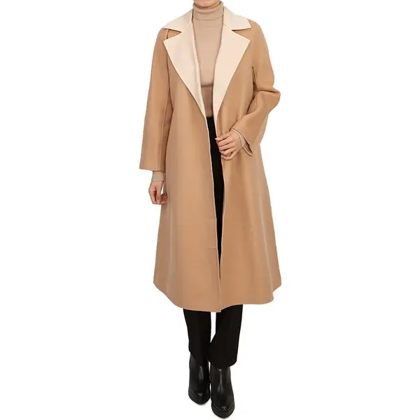 Max Mara Long-sleeved Coat With Wide Lapels And Belted Waist
