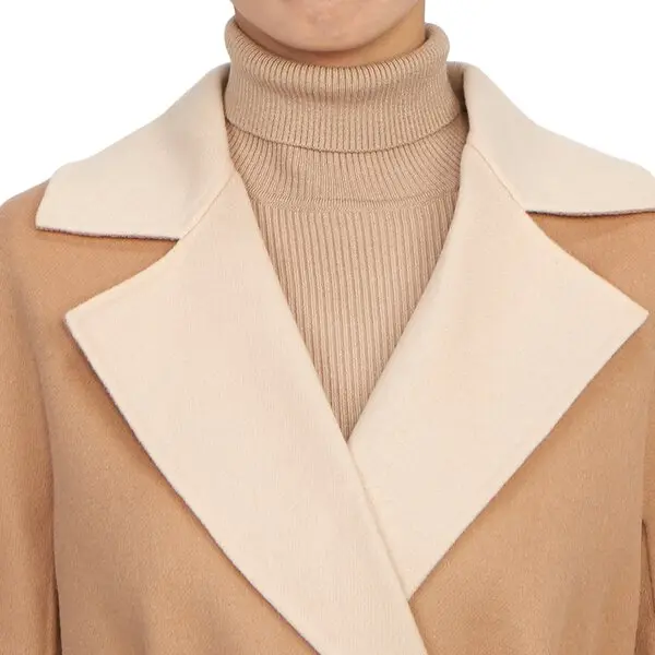 Max Mara Long-sleeved Coat With Wide Lapels And Belted Waist