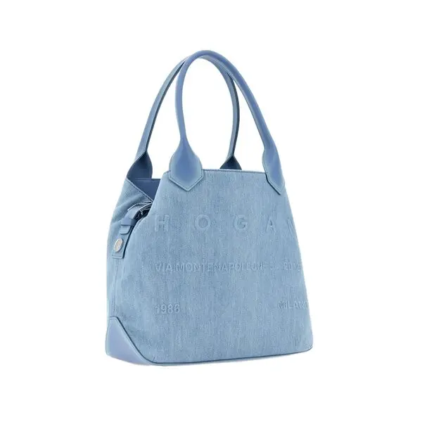 Hogan Medium Script Shopping Bag - Light Blue