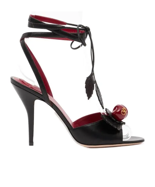 Valentino Garavani Vlogo Signature Ankle Strap Sandals - Black